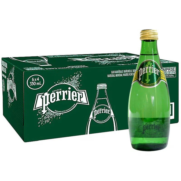 Вода Perrier минеральная, газированная. Перье 24 шт. 0,33 л. Стекло ...