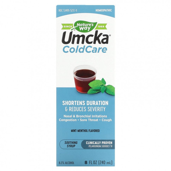 Nature's Way, Umcka, ColdCare, успокаивающий сироп с мятой и ментолом ...