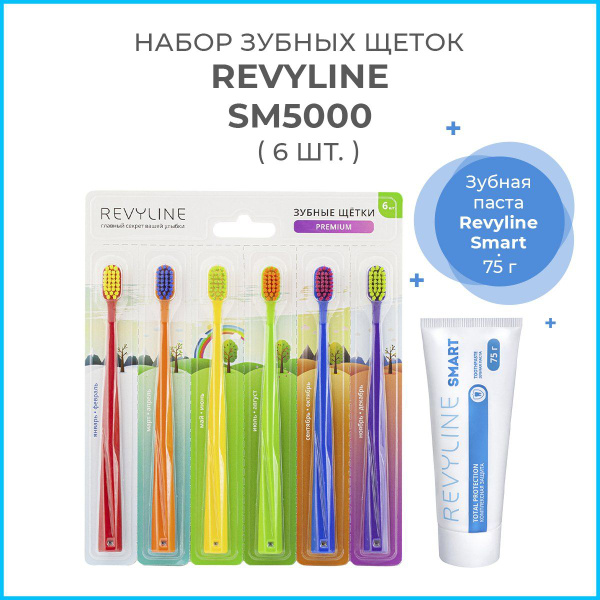 Зубная щетка Revyline SM5000, мягкая мануальная щётка для зубов ...