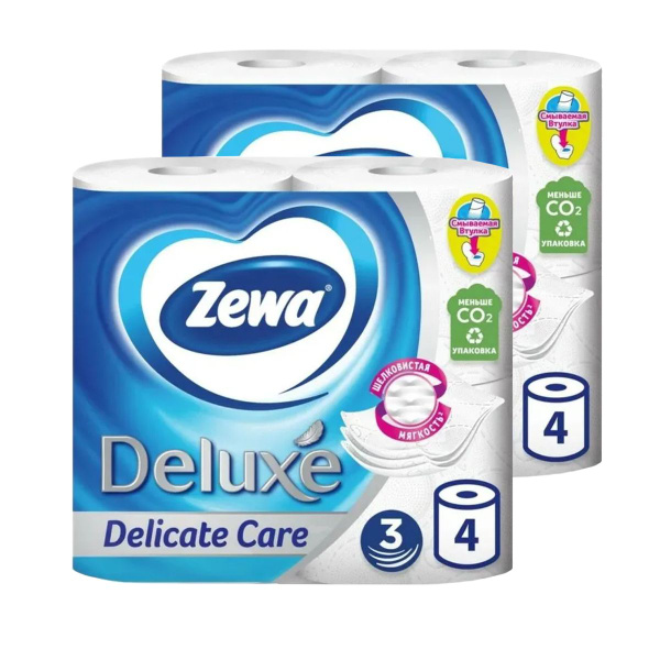 Туалетная бумага Зева Deluxe Белая по 4 рулона 2 пачки - купить с ...