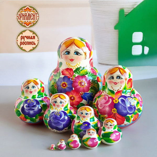 Матрешка деревянная детская развивающая игрушка 10 мест 13 см купить c ...