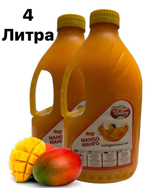 Сок манго 4 л/ 2 уп по 2 л/натуральный/Пакистан - купить с доставкой по ...