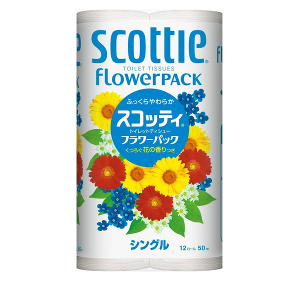 scottie / Туалетная бумага Crecia "Scottie Flower PACK", однослойная 12 ...