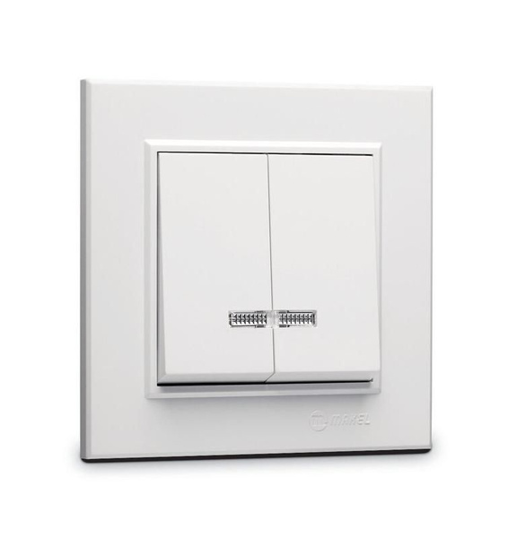 Выключатель 2-клавишный СП Karea 10А IP20 с подсветкой белый Makel 56001023 купить на OZON по ...