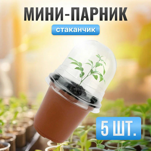Парник для рассады, стаканчик с крышкой, мини горшок для рассады 5 шт ...