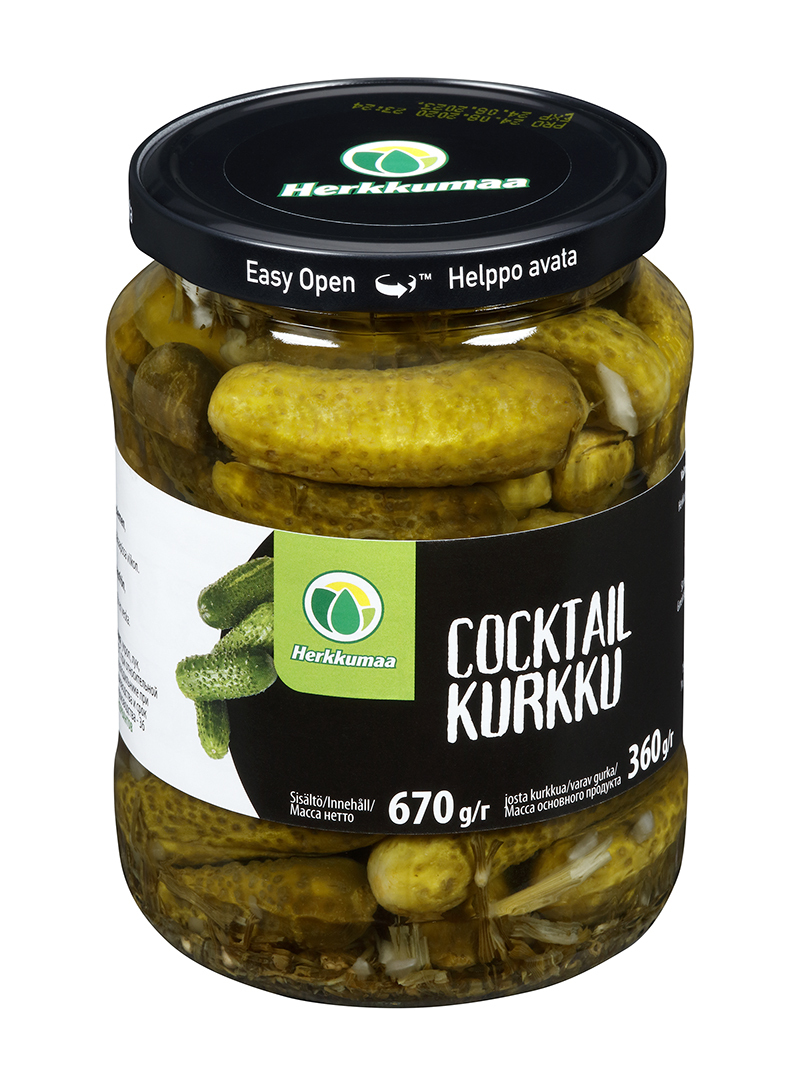 Овощные консервы ТМ Herkkumaa Огурцы коктейльные, 670 г — купить в ...