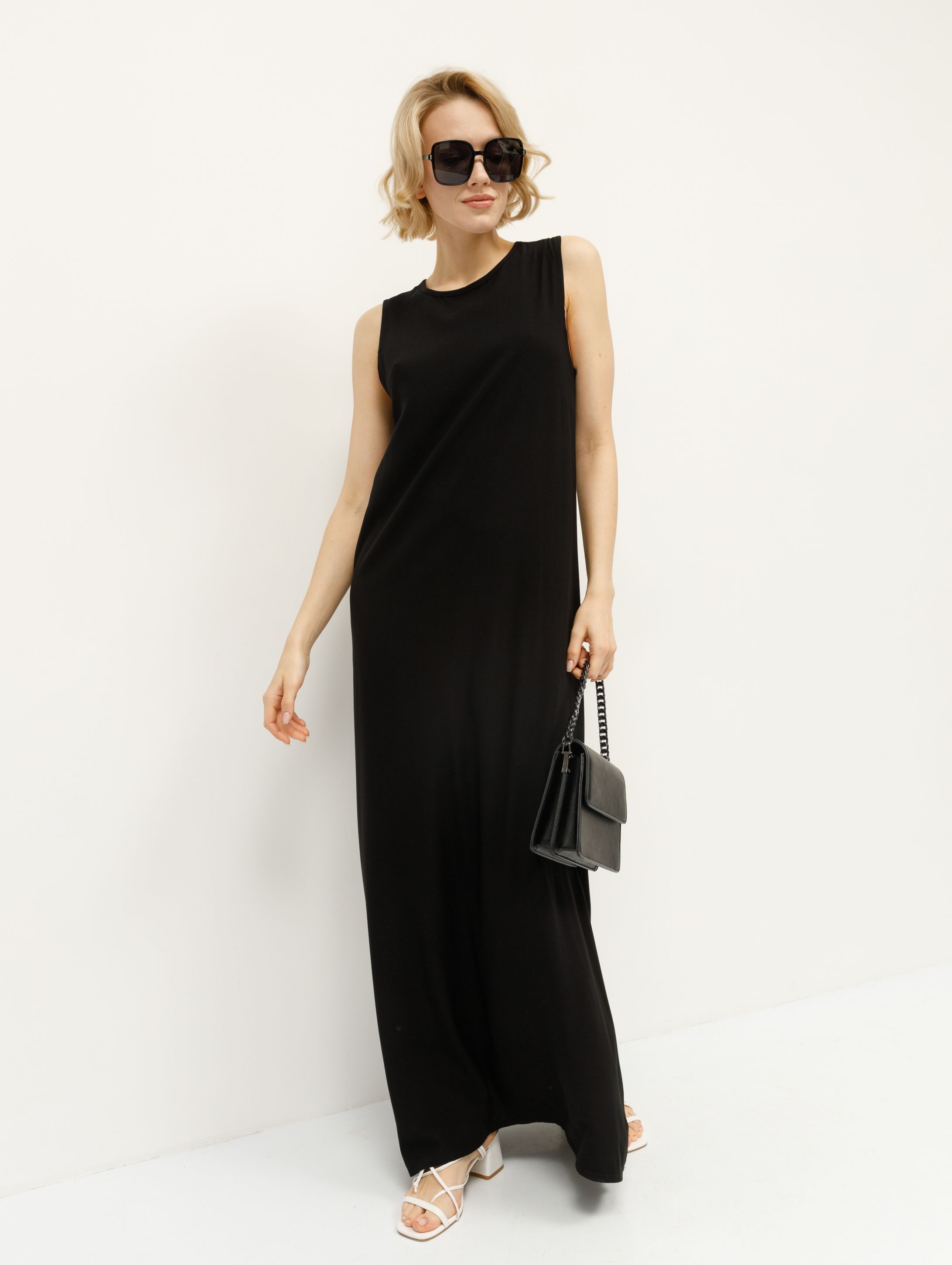 Сарафан Женский Instreet черный Повседневный Без рукавов Хлопок, размер 46 Без застежки ...