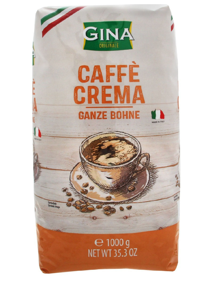 Gina Кофе жареный в зернах Gina Caffe Crema, 1 кг — купить в интернет ...