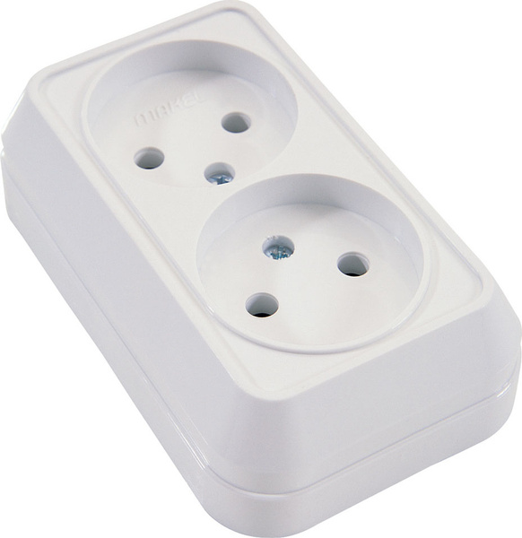 Розетка 2 местная. Без заземления. Цвет белый. Открытая установка. Makel - купить по низкой цене ...