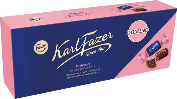 Конфеты коробке Fazer Karl Domino, с печеньем и ванилью, из молочного ...