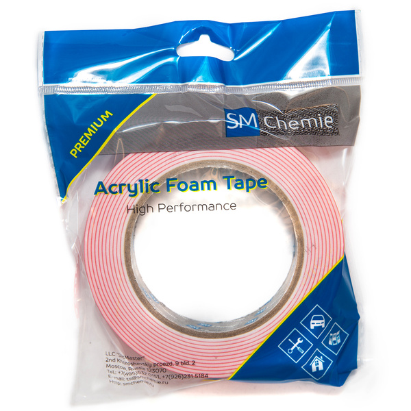 W06,19мм*3м лента двухсторонняя клейкая акриловая цвет белый, толщина 0 ...