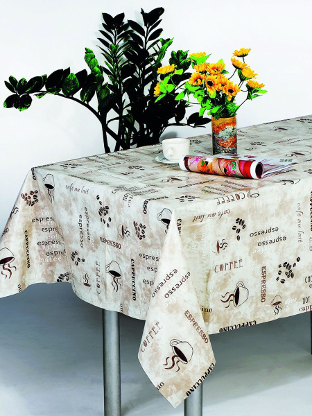 Скатерть на стол, клеенка на стол на кухню ПВХ с тканевым краем ...