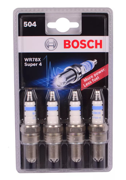 КОМПЛЕКТ СВЕЧЕЙ ЗАЖИГАНИЯ BOSCH WR78X (1.0), 4ШТ БЛИСТЕР SUPER-4 ...