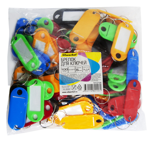 Бирка для ключей Silwerhof, упаковка 100 шт. пластиковый пакет, длина 5 ...