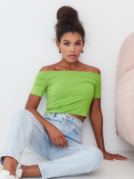 Топ Женский ZUCLO зеленый, размер 42 Вискоза Танцы Россия Однотонный ...