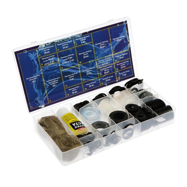 Набор прокладок MasterProf, для смесителя и бытовой сантехники "Сантехник-4", более 200 шт ...