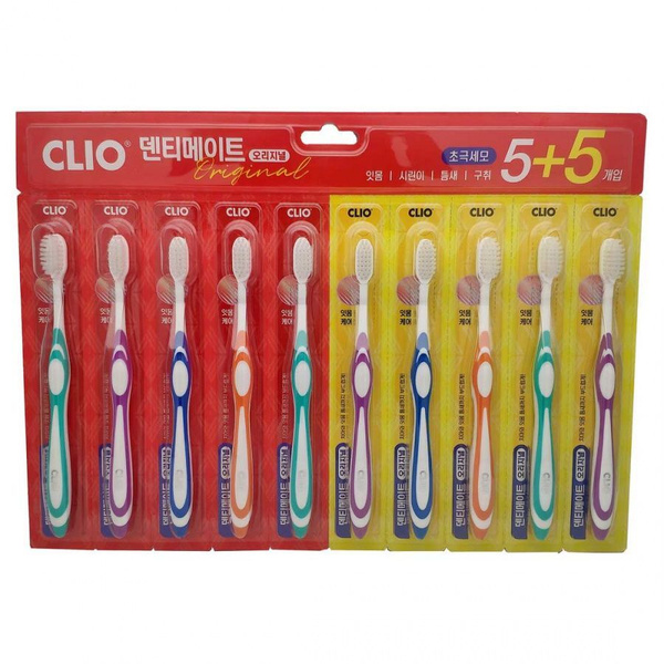 CLIO, Набор зубных щёток Dentimate 5+5 Super Thin toothbrush - купить с ...