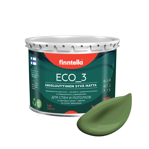 Краска матовая для стен и обоев под покраску FINNTELLA ECO_3 моющаяся ...
