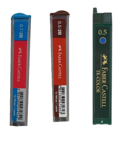 Грифели Faber-Castell Polymer 0,5 мм + 0,7 мм + синие, твердость 2B, 3 тубы по 12 шт. - купить с ...