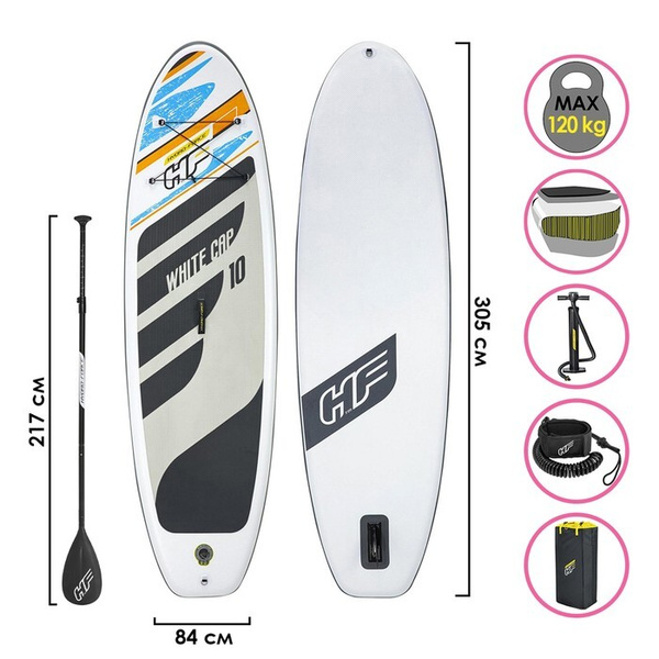 SUP-доска White Cap 305х84х12 см, sup board, надувной sup, доска sup с ...