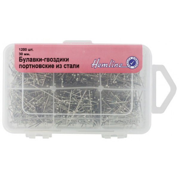 Булавки-гвоздики портновские в пластиковом органайзере 30 мм никель ...