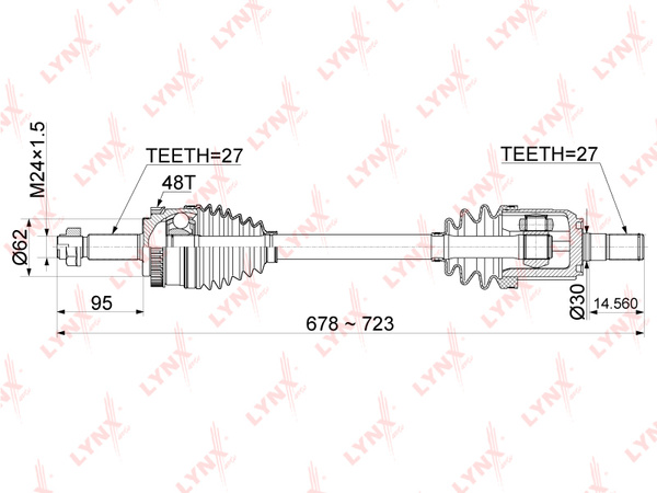 Привод в сборе передний левый для KIA Sportage 2.0AT 10-, Hyundai IX35 ...