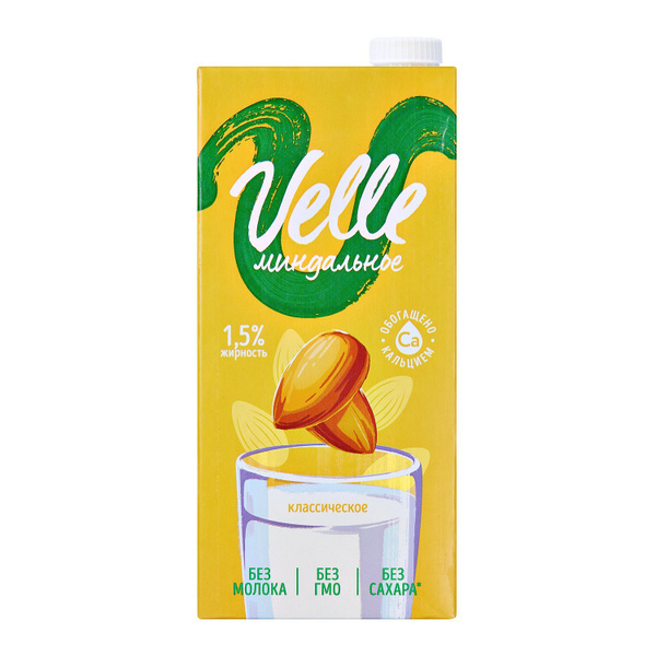 Молоко растительное VELLE Классическое Миндальное 1,5%, 1000 мл - 4 шт. - купить с доставкой по ...