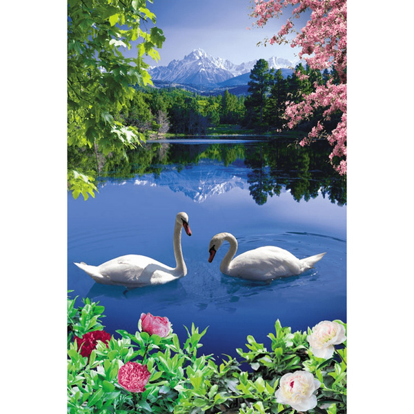 Фотообои бумажные глянцевые Лебединое озеро 134*196 см. ( 4 листа) купить на OZON по низкой цене ...