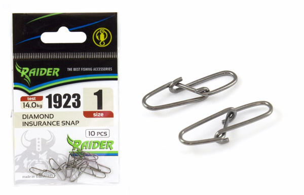 Застёжка RAIDER DIAMOND INSURANCE SNAP (уп.10шт) №1 (test 14.0кг), для ...