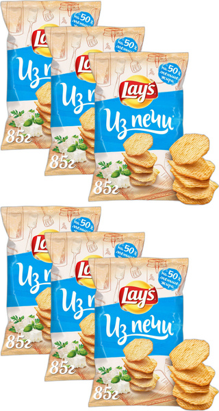 Чипсы картофельные Lay's Из печи Нежный сыр с зеленью 85 г в упаковке, комплект: 6 упаковок ...