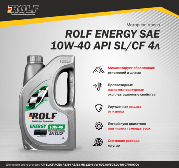 Масло моторное ROLF 10W-40 Полусинтетическое - купить в интернет ...