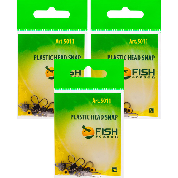 Вертлюжки с застёжкой Fish Season PLASTIC HEAD Snap 5011 #S, 10 кг (15 ...