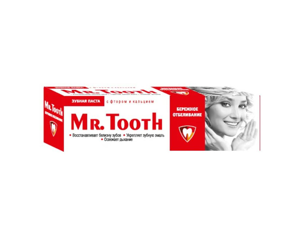 Mr. Tooth Зубная паста Бережное отбеливание, 170 г / купить на OZON по низкой цене (743550874)