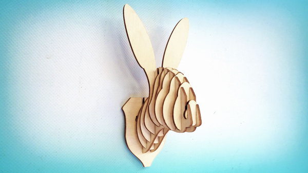 Украшение настенное интерьерное Голова зайца на стену 12 6х12х25 3 см