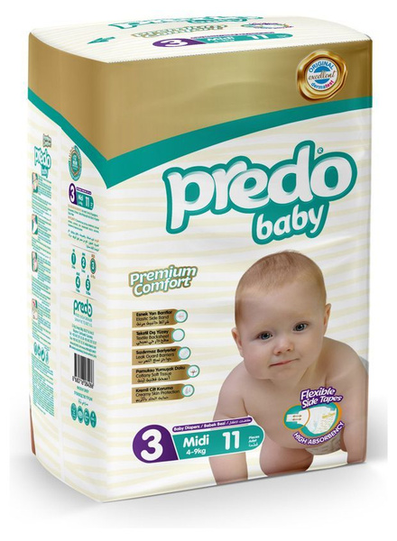 Predo Baby Подгузники №3 (4-9 кг), 11 шт - купить с доставкой по ...
