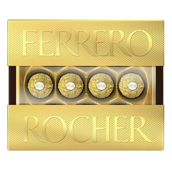 Конфеты шоколадные Ferrero Rocher хрустящие с лесным орехом 125 г ...