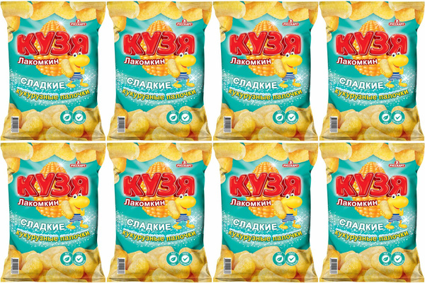 Кукурузные палочки Кузя Лакомкин сладкие, комплект: 8 упаковок по 140 г ...