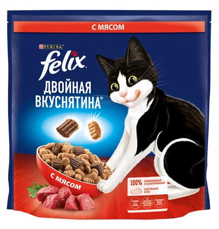 FELIX ДВОЙНАЯ ВКУСНЯТИНА / Сухой корм Пурина Феликс для взрослых кошек ...