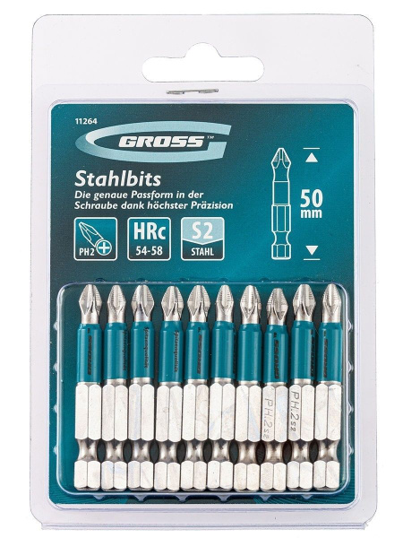 Набор бит Gross 11264 PH2х50 10 шт купить на OZON по низкой цене ...