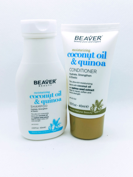Набор дорожный для волос с маслом кокоса Beaver шампунь и кондиционер ...