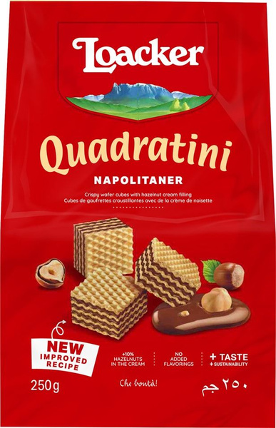 Вафли Loacker Quadratini Napolitaner 250г купить с доставкой по