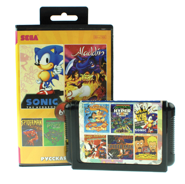 Сборник игр 6в1 ALADDIN, SPIDER-MAN, BUGS BUNNY, SONIC, SPIDER MAN ...