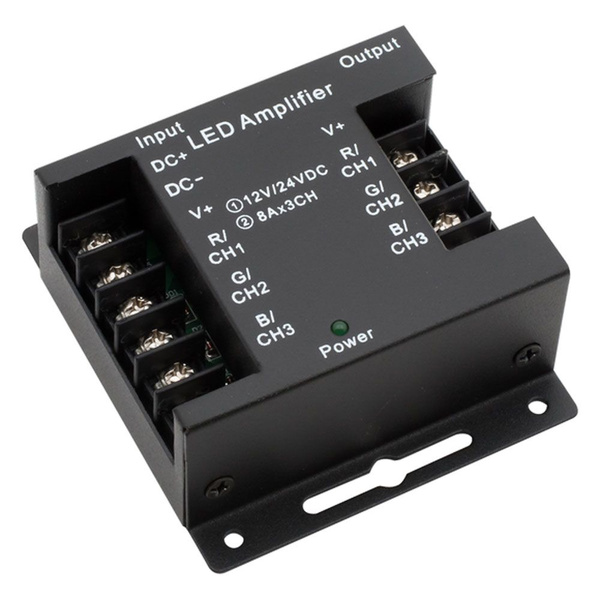 Усилитель SWG "AMP-RGB-24A-Bl" для RGB контроллеров, 24А, 12-24В. Черный - купить с доставкой по ...