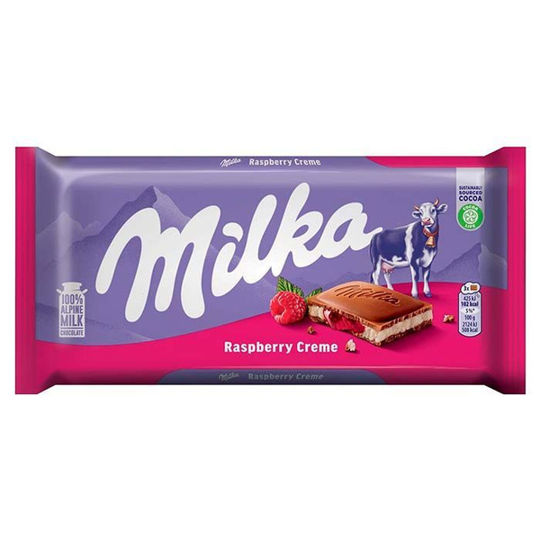 Шоколад Milka Raspberry Cream с малиновым кремом (Германия), 100 г ...