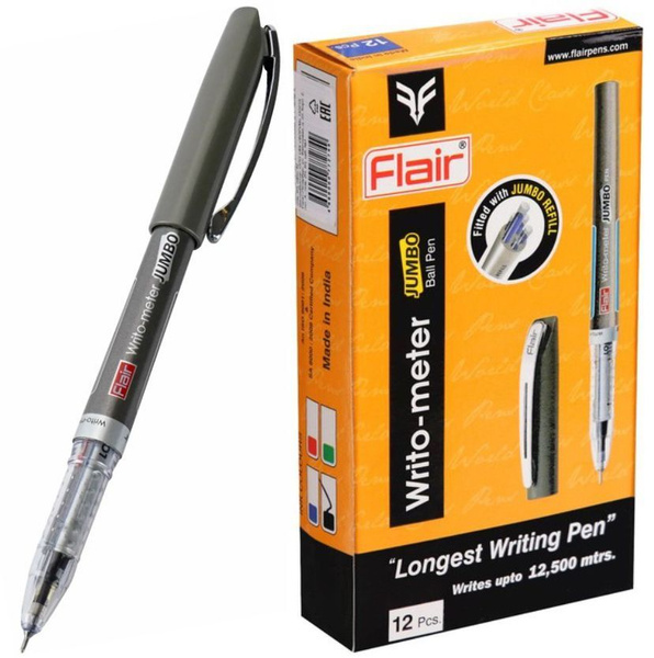 Ручка шариковая Flair "WRITO-METER JUMBO" 0.5мм, черная, упаковка 12 шт ...
