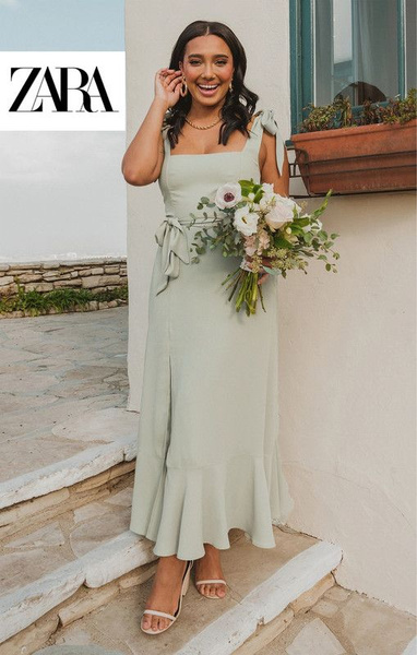 платье Zara, Женский, Лето, размер 42, 44, материал Лавсан — купить в интернет-магазине OZON ...