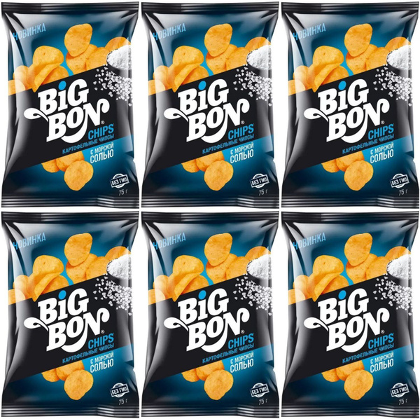 BIGBON Чипсы с морской солью, 75 г, 6 уп купить на OZON по низкой цене (1758408738)