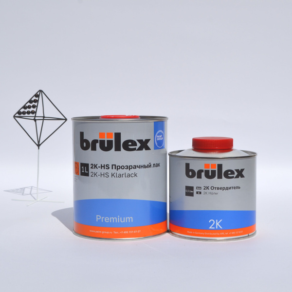 лак Brulex Premium 2K-НS Прозрачный Премиум 1л комплект с отвердителем ...