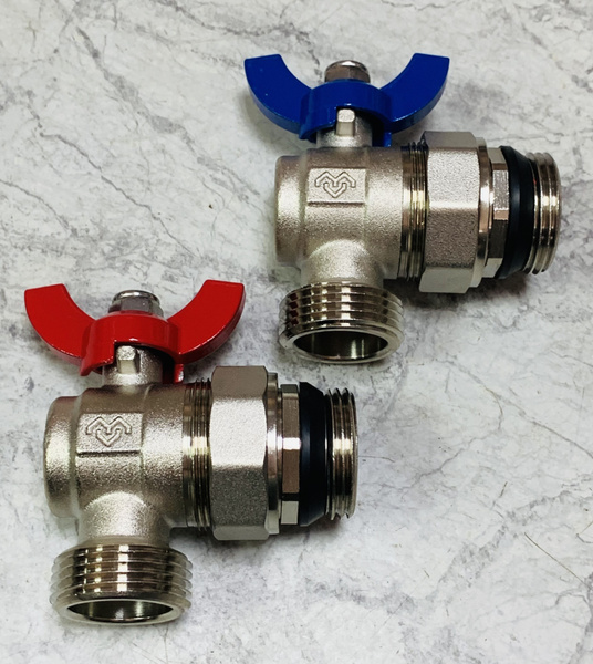 Кран коллекторный 1"-1" угловой ,комплект-2 шт Varmega - купить в ...