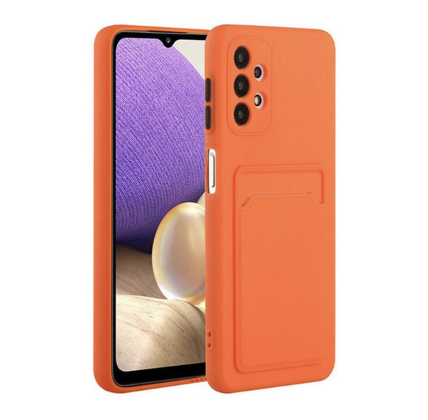 Чехол для Samsung A52 Коралловый Soft-touch с держателем для карт ...